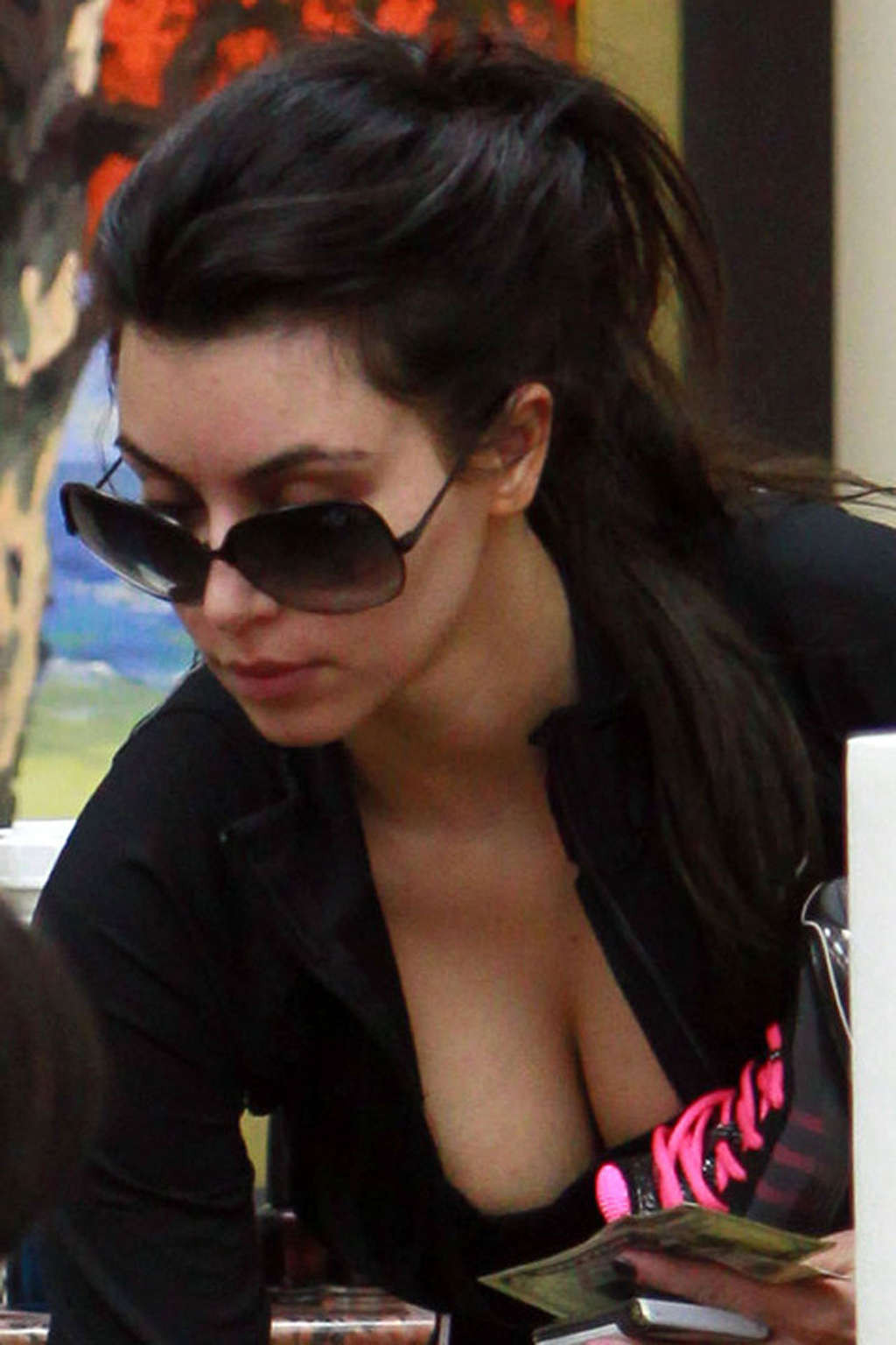 Kim Kardashian Exposing Sexy Body And Huge Cleavage Paparazzi Photos