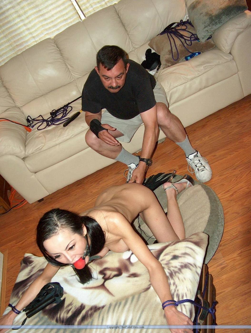 Oriental Spanking Of Ballgagged And Whipped Fetish Slavegirl Ange Venus