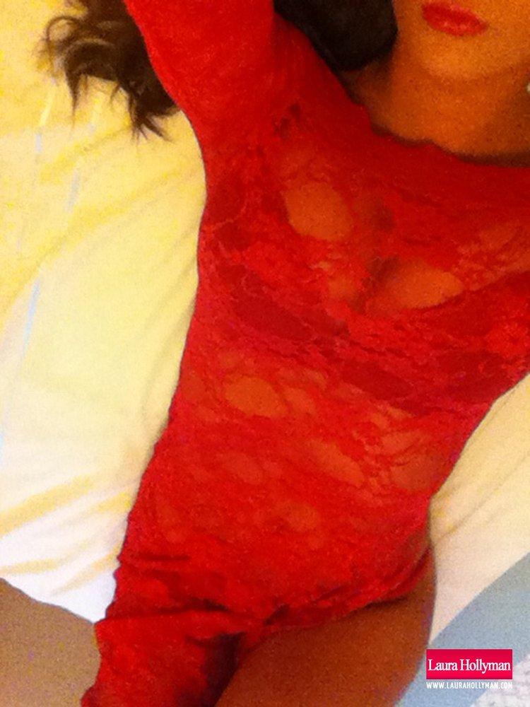 Laura Hollyman Strips Her Red Dress And Lingerie Just For You Porn